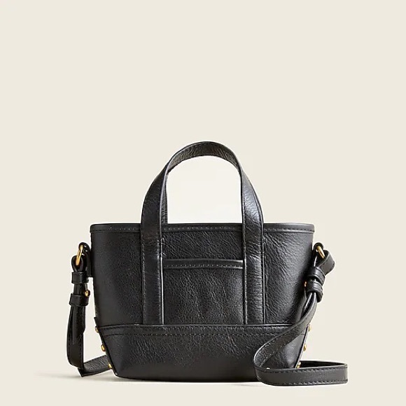 J. Crew | Bags | Jcrew Mini Montauk Leather Tote Crossbody Bag Black ...